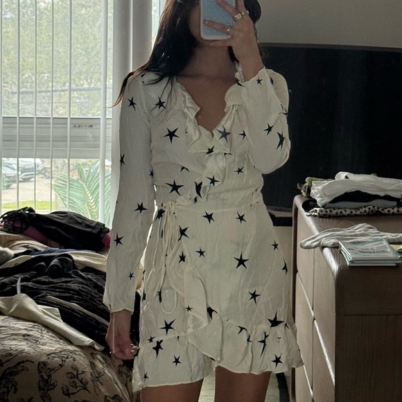 Realisation Par | Dresses | Realisation Par Star Print Silk Wrap Dress ...